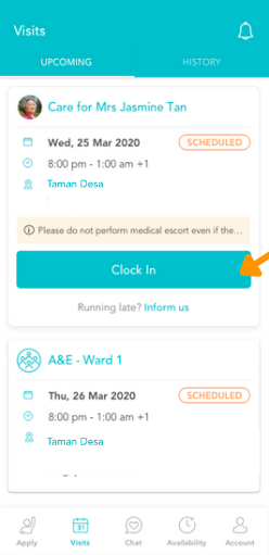 How do I clock in for a visit? – Homage Malaysia